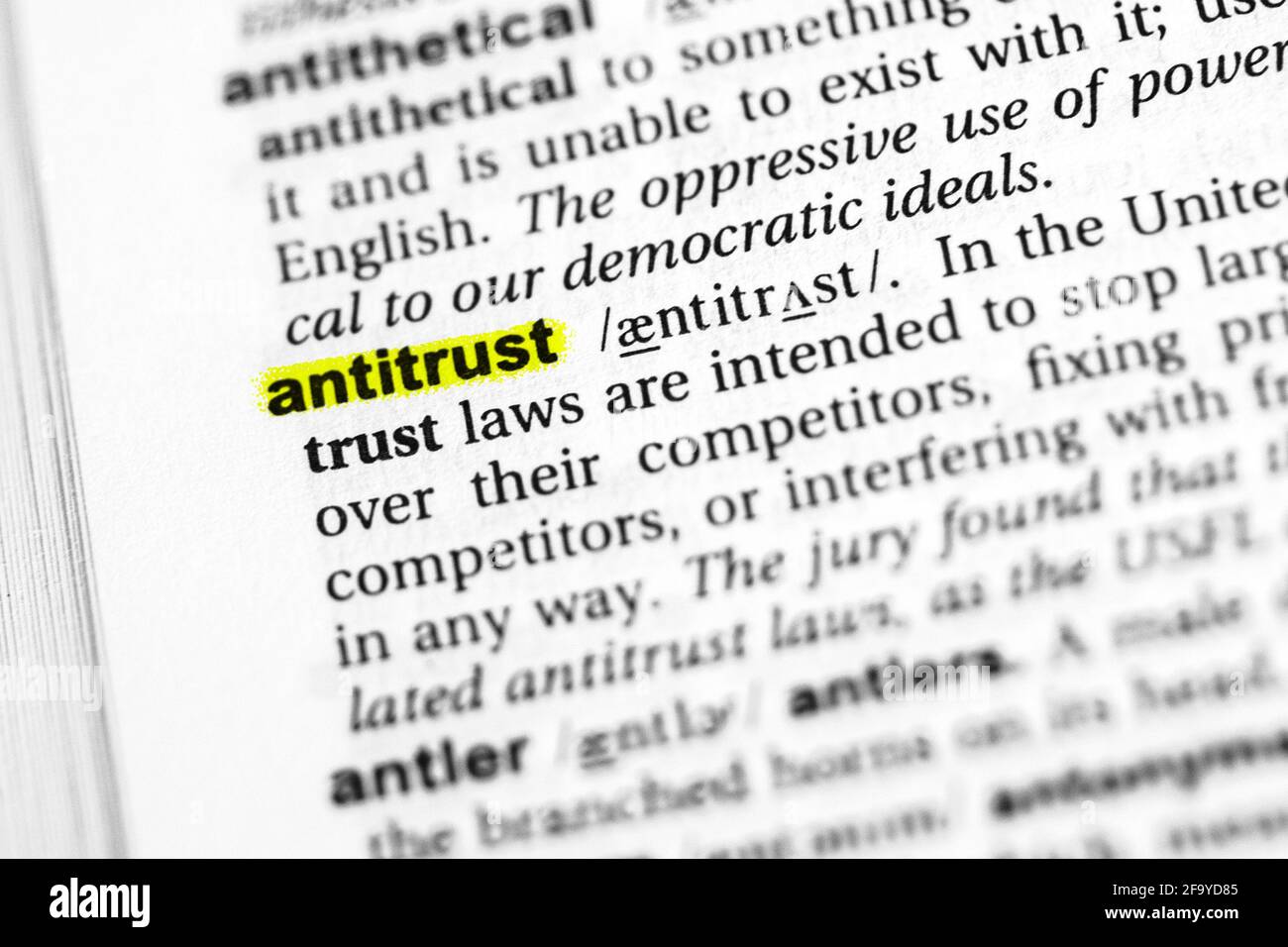 Highlighted word antitrust concept and meaning Stock Photo - Alamy