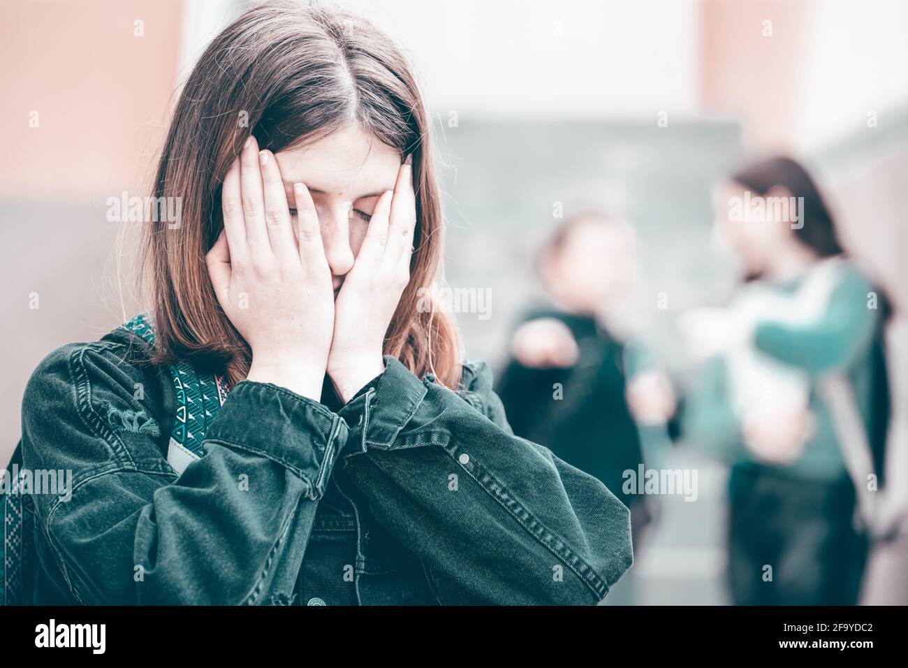 Girl being bullied at the school. Educational school isolation and ...