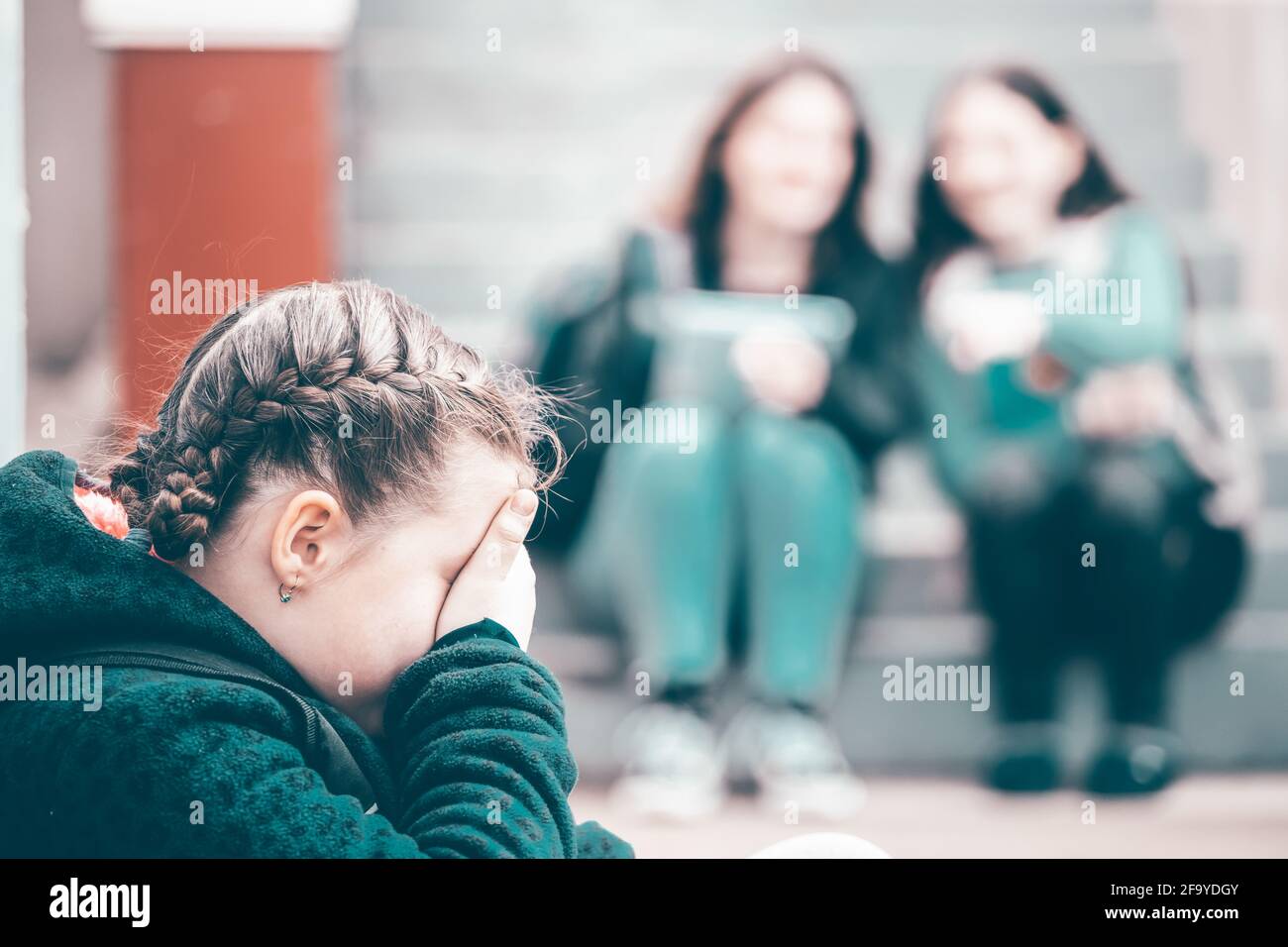 Girl being bullied at the school. Educational school isolation and ...