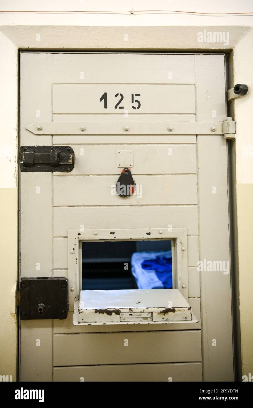 Berlin, Germany. 21st Apr, 2021. A cell door with an open hatch at the ...