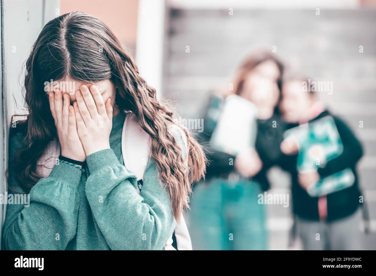 Girl being bullied at the school. Educational school isolation and ...