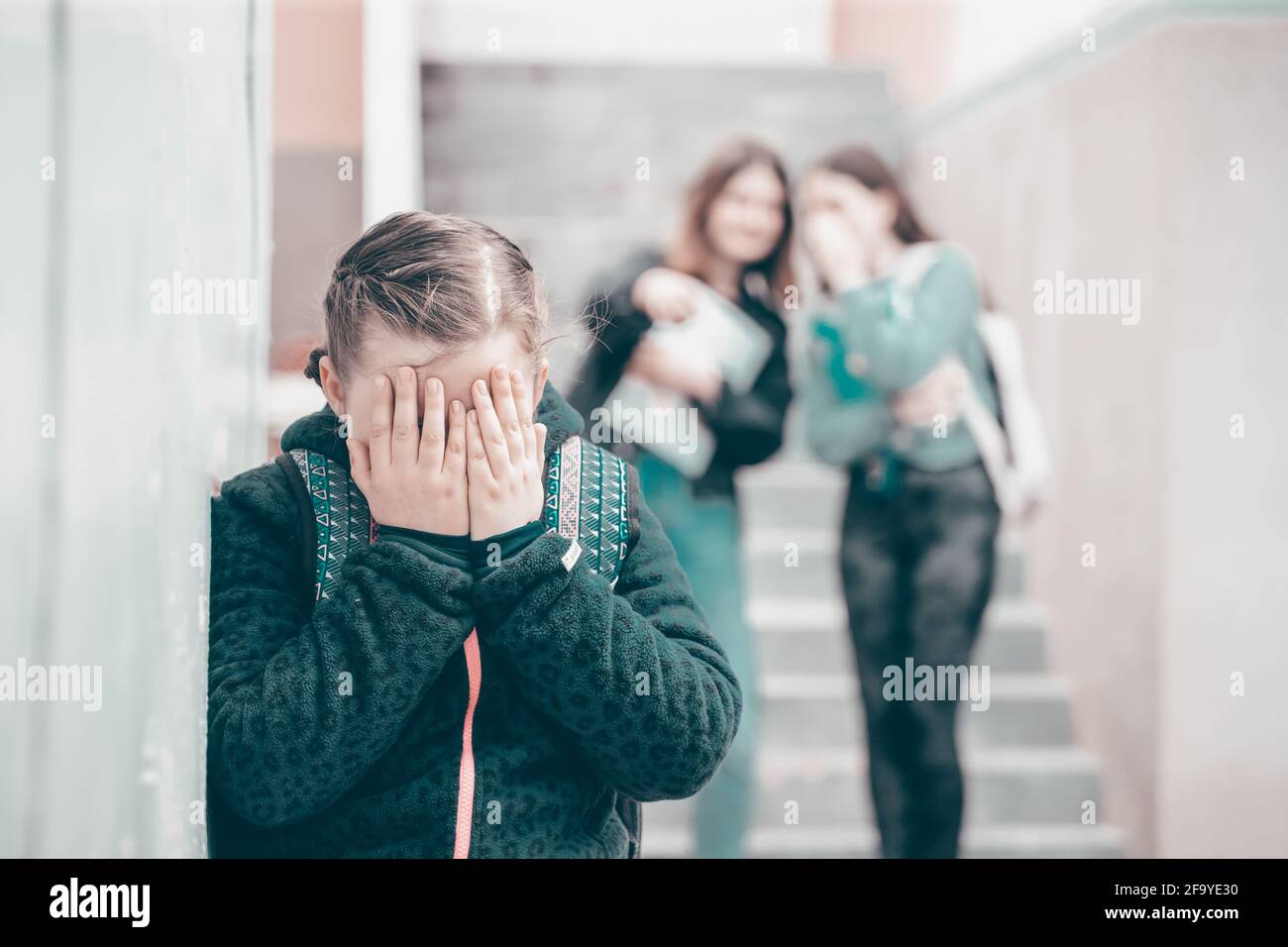 Girl being bullied at the school. Educational school isolation and ...