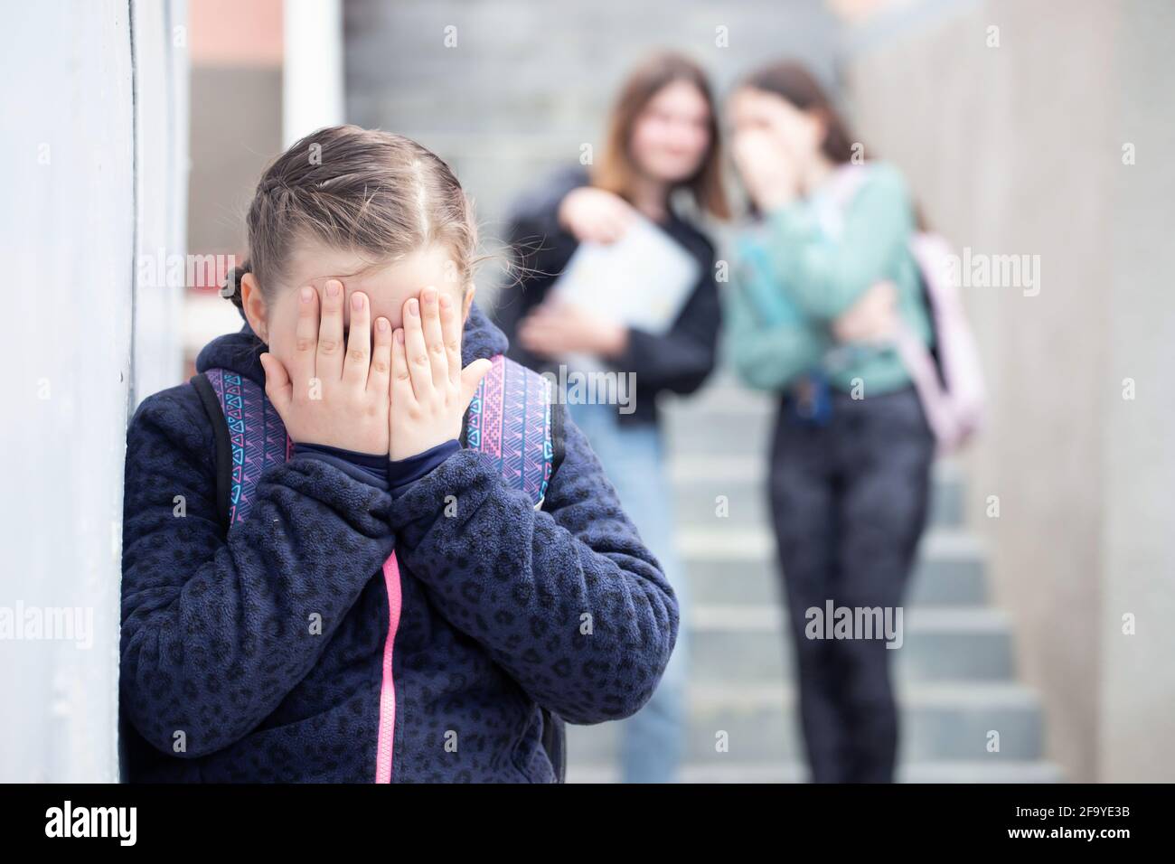Girl being bullied at the school. Educational school isolation and ...