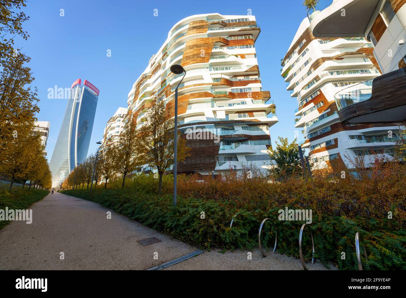Milan, Italy: modern Citylife park with the residential Hadid buildings Stock Photo - Alamy