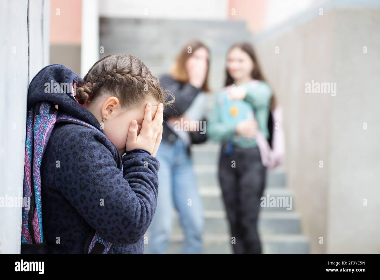 Girl being bullied at the school. Educational school isolation and ...