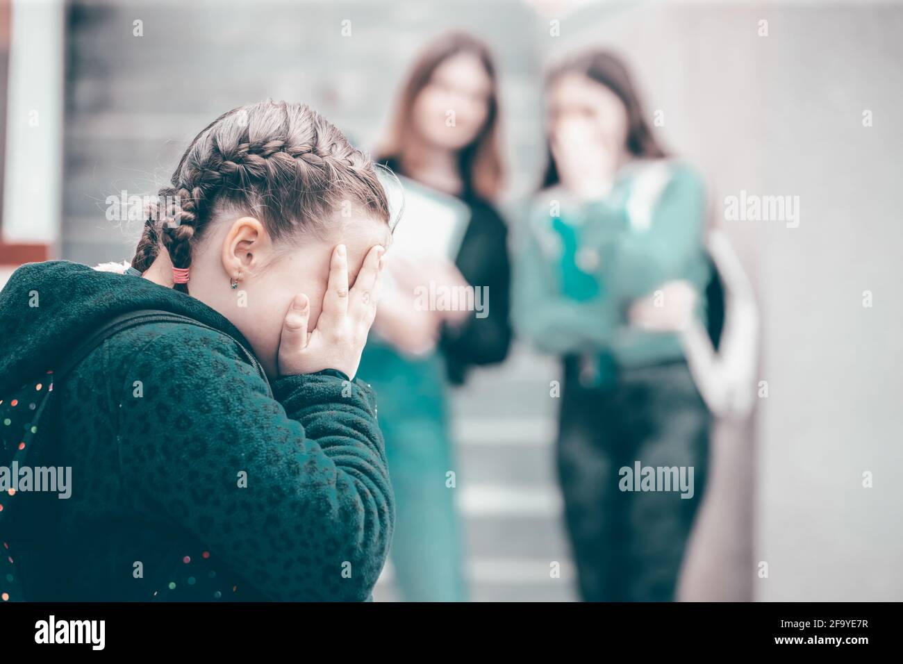 Girl being bullied at the school. Educational school isolation and ...