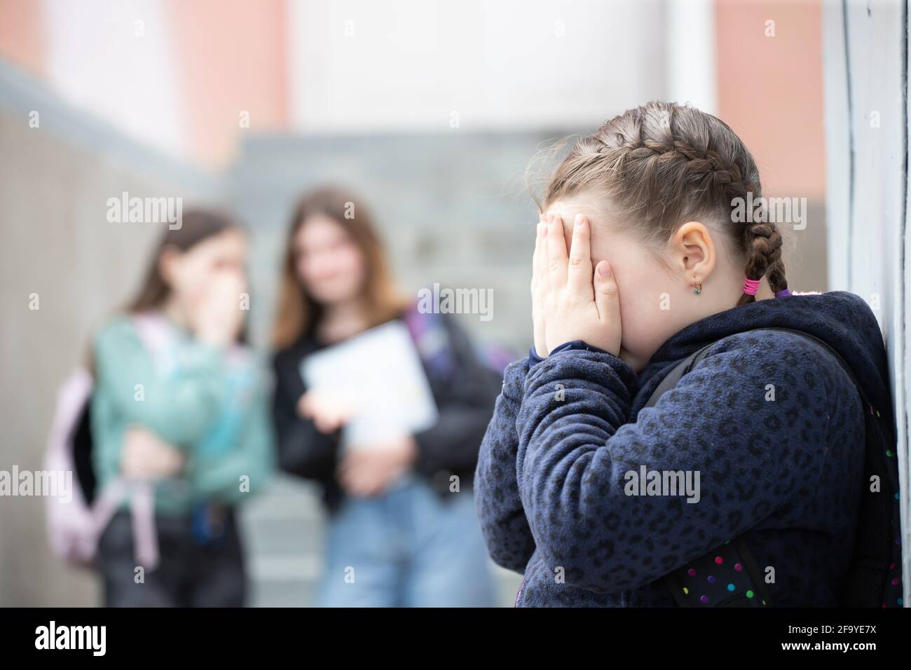 Girl being bullied at the school. Educational school isolation and ...