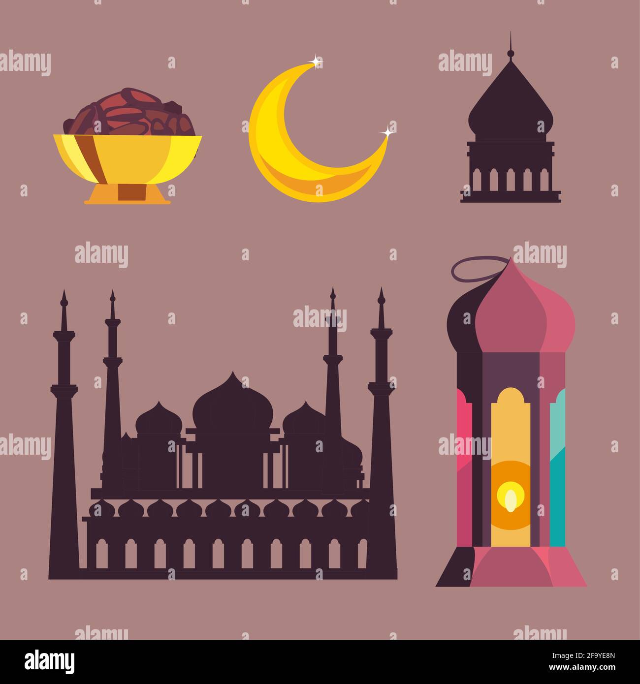 Islamic eid mubarak icon set Stock Vector Image & Art - Alamy