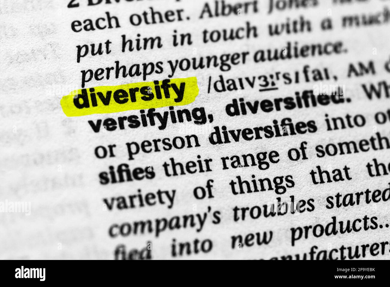 Highlighted word diversify concept and meaning Stock Photo - Alamy