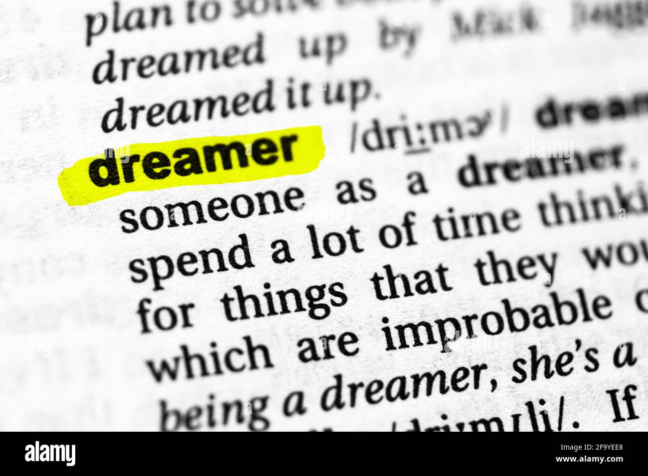 Highlighted word dreamer concept and meaning Stock Photo - Alamy