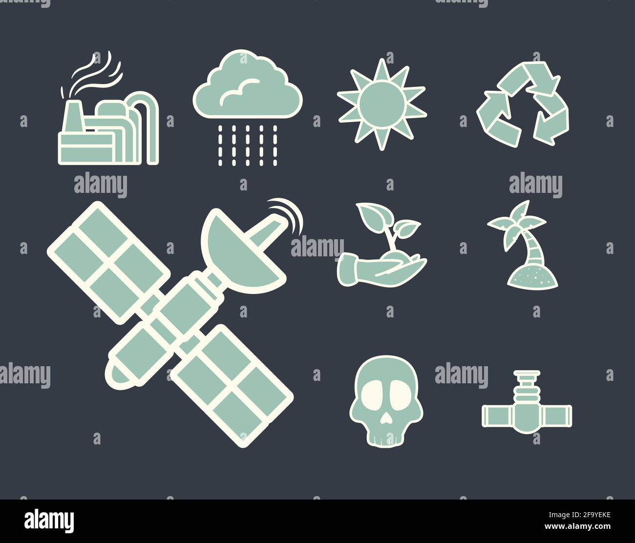 satellite and climate change icon set Stock Vector Image & Art - Alamy