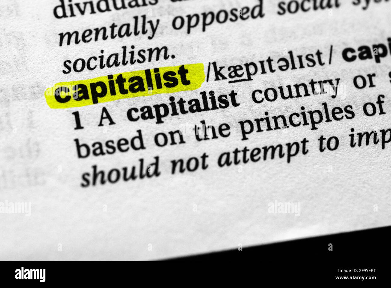 Highlighted word capitalist concept and meaning Stock Photo - Alamy