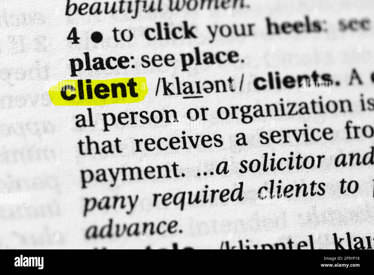 Highlighted word client concept and meaning Stock Photo - Alamy