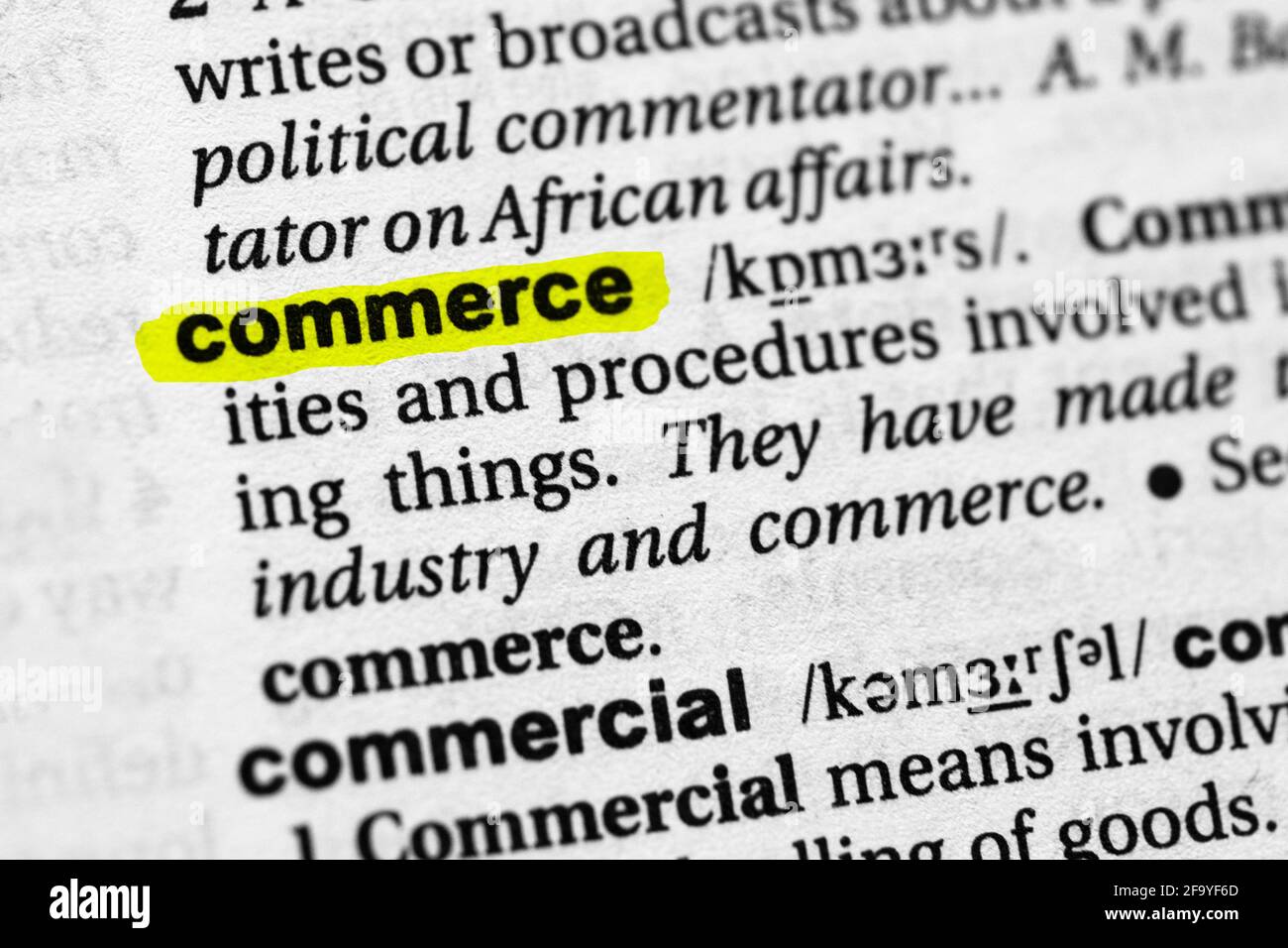 Highlighted word commerce concept and meaning Stock Photo - Alamy