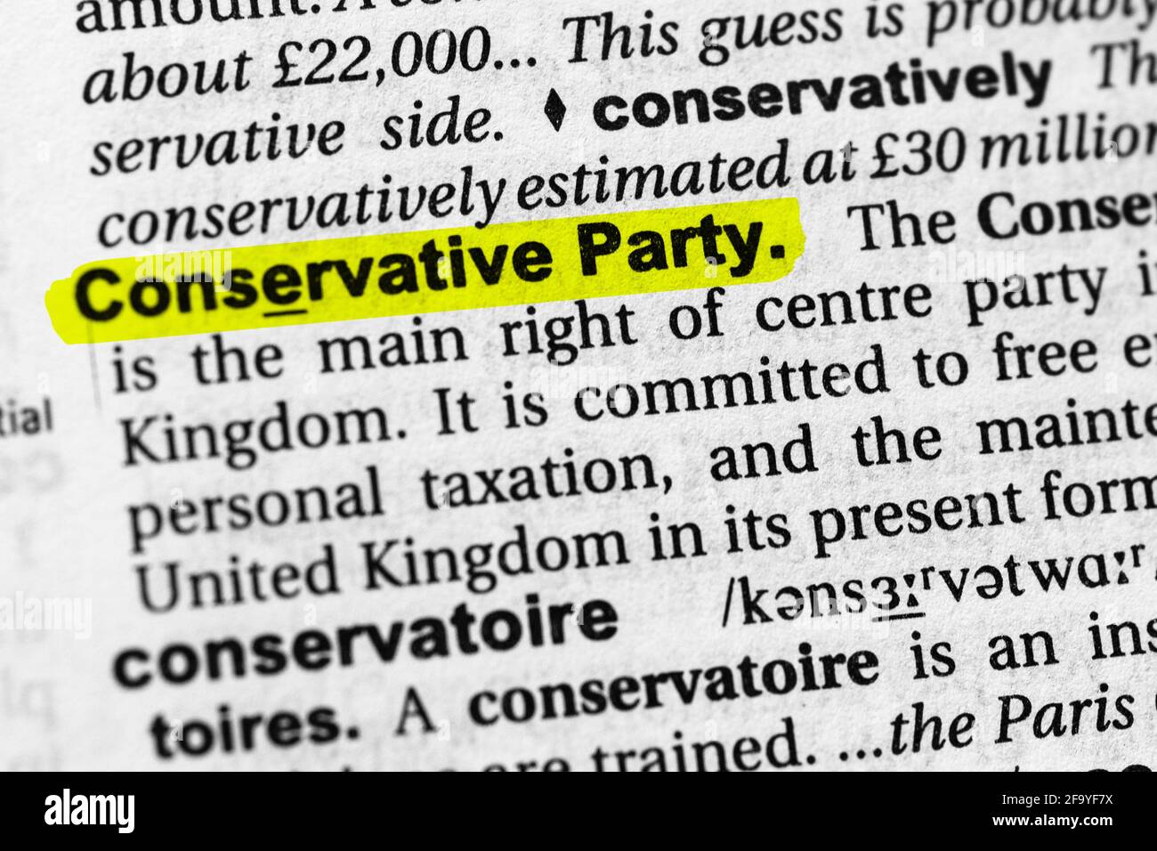Highlighted word conservative party concept and meaning Stock Photo - Alamy