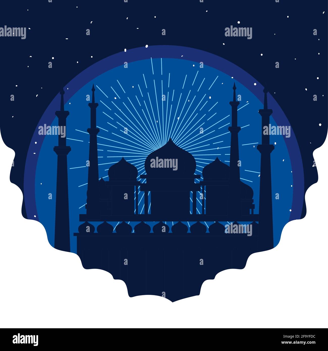 Muslim silhouette mosque at night Stock Vector Image & Art - Alamy