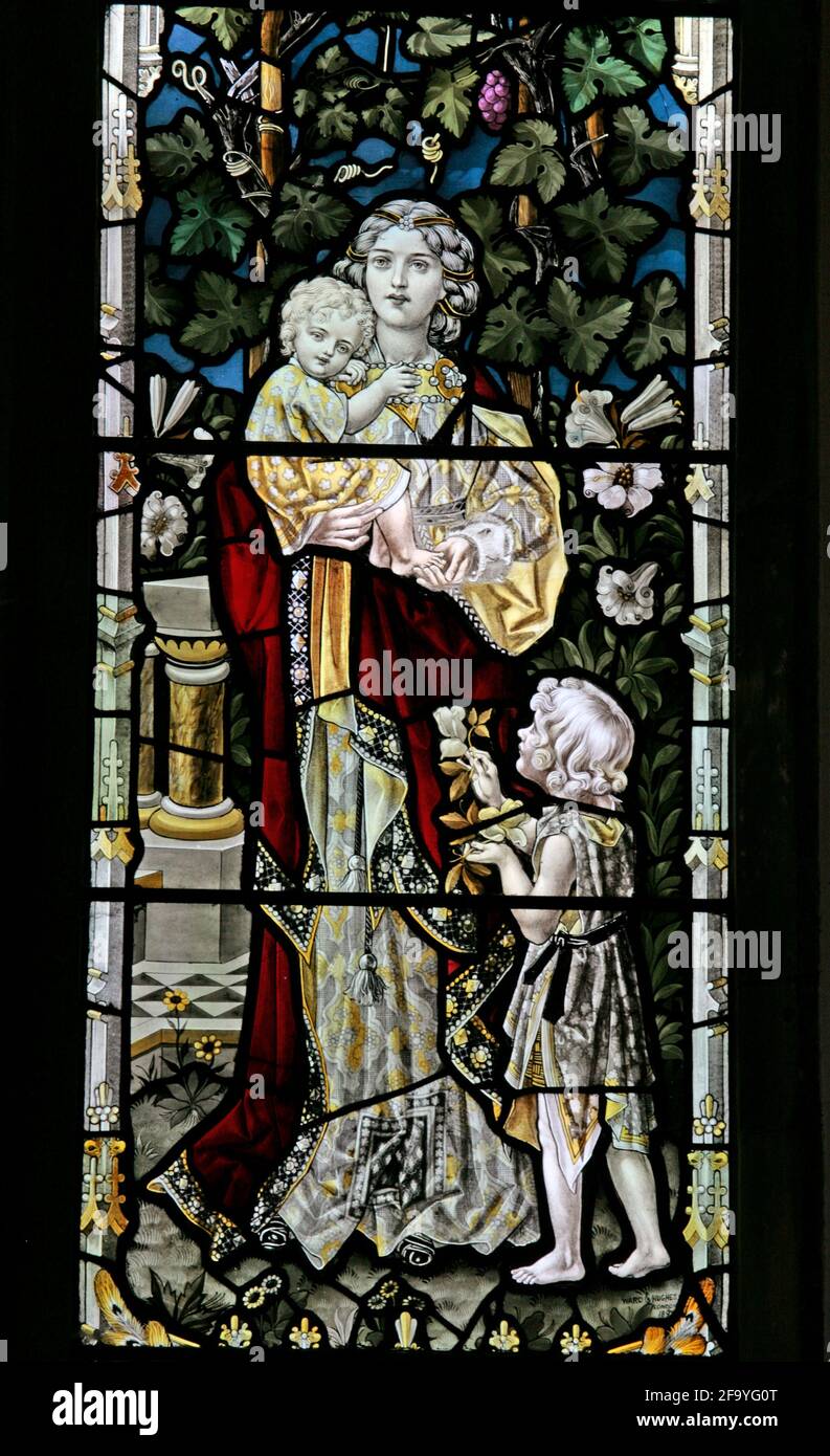 Detail of a stained glass window by Ward and Hughes depicting The ...