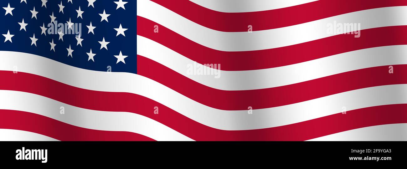 american flag banner billboard illustration size waving with curve ...