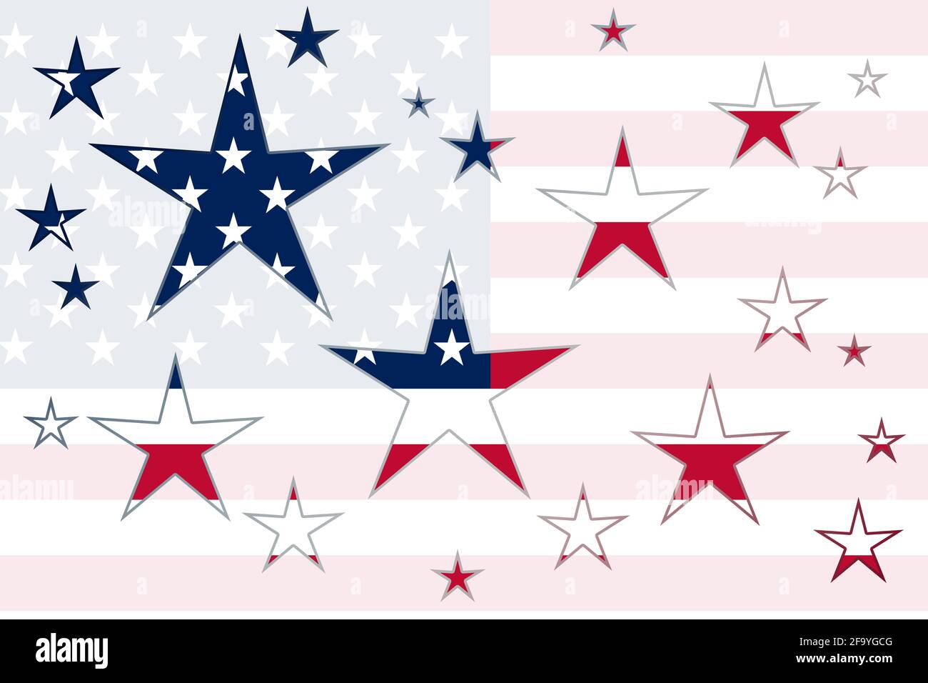 star shapes over gradient fade effect american flag illustration ...