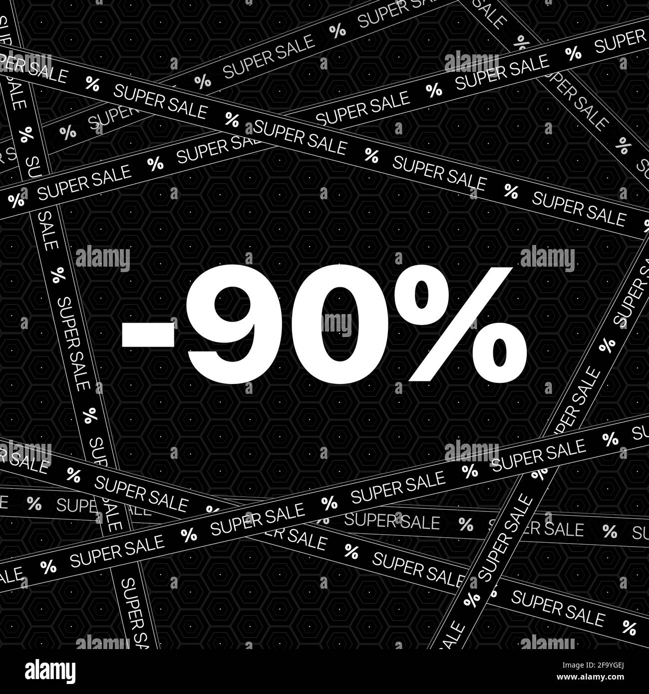 90 Percent Discount Black Background With Super Sale Tapes. Vector ...
