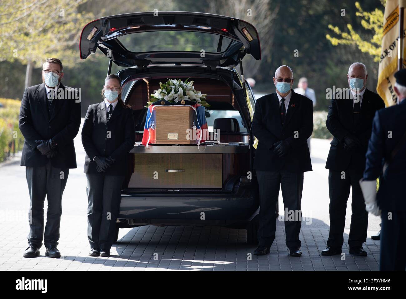 The coffin of D-Day veteran Albert Lilly arrives for his funeral ...