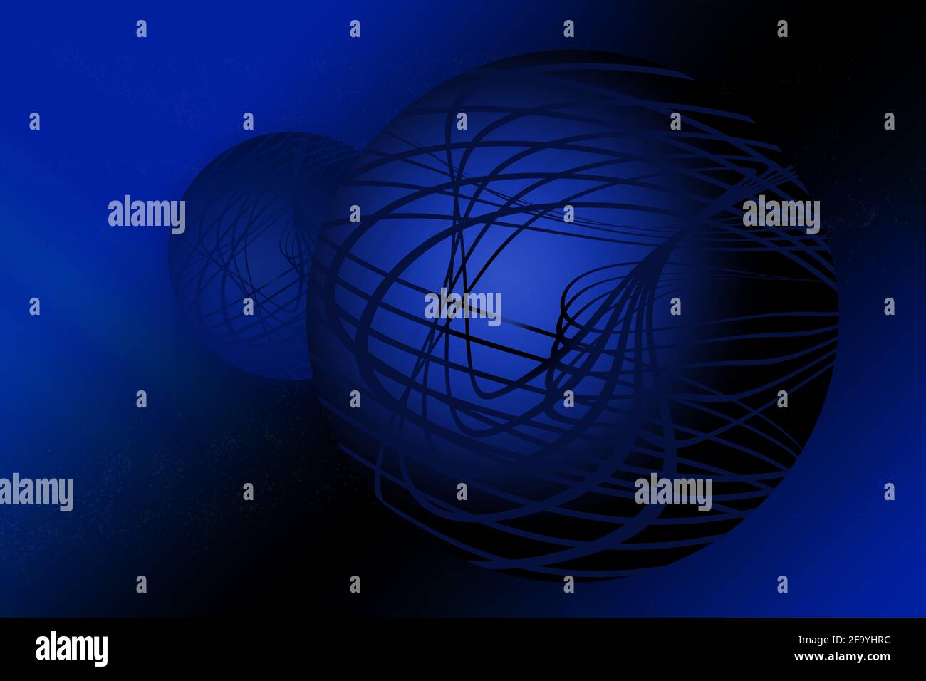 blue orb sphere outer shape planet globes with curved geometric overlay ...