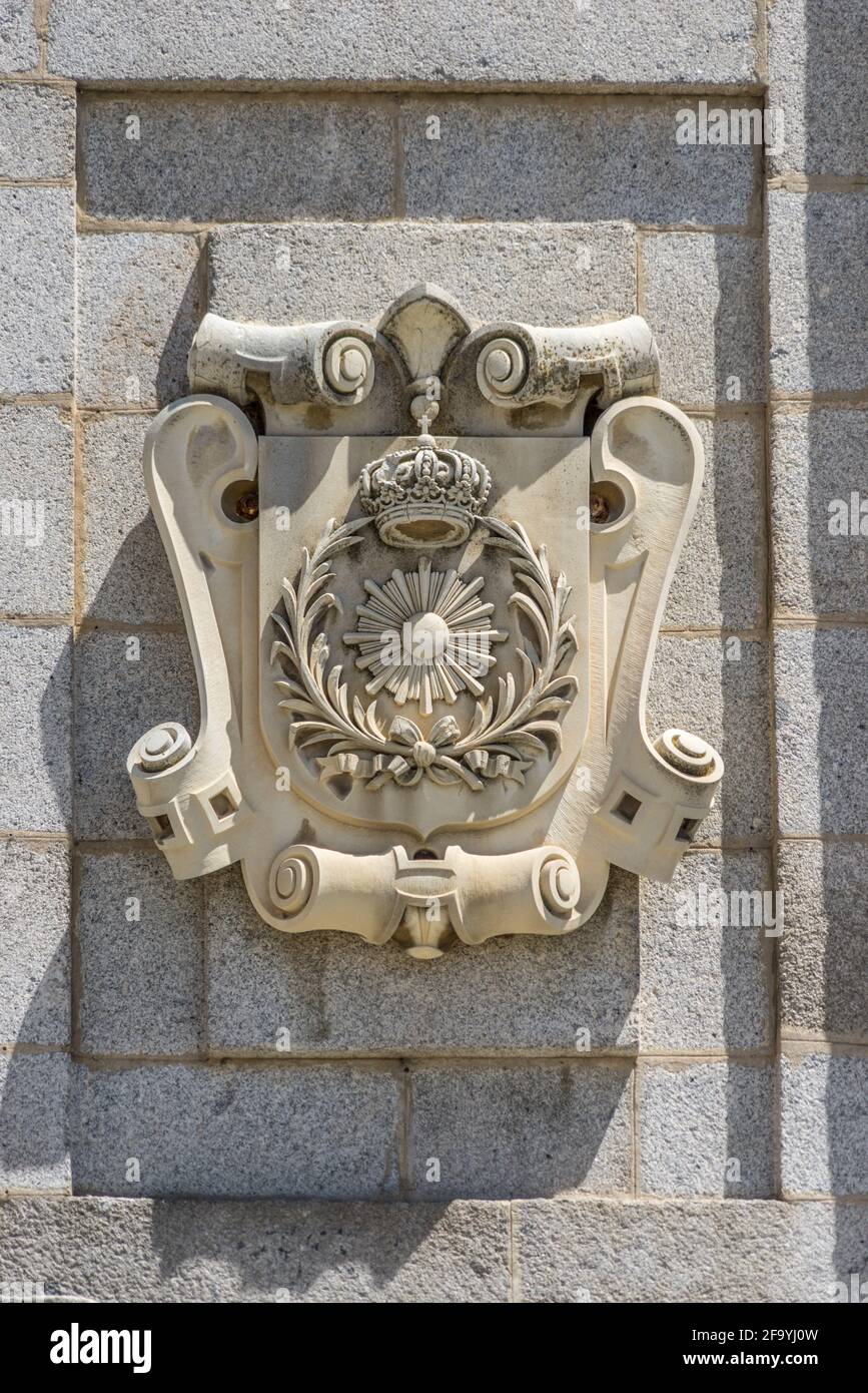 Stone craved heraldic shield in facade of Iglesia-convento y Museo de ...