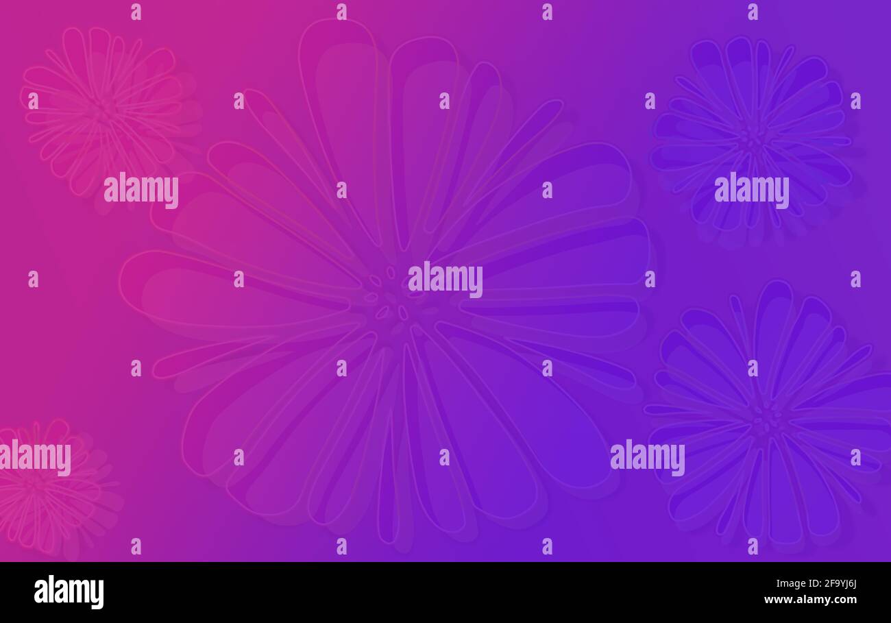 hawaiian flower shapes overlay in pink blue purple and violet gradient ...