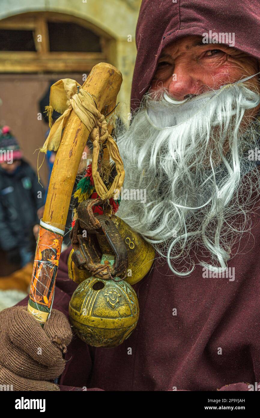 Traditional Abruzzo festival. A man from the village impersonates Sant ...