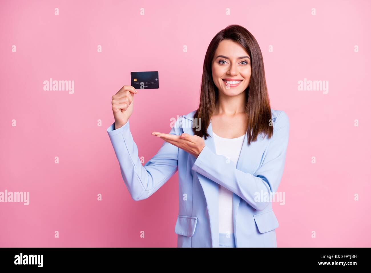 Photo of young attractive beautiful smiling positive investor woman ...