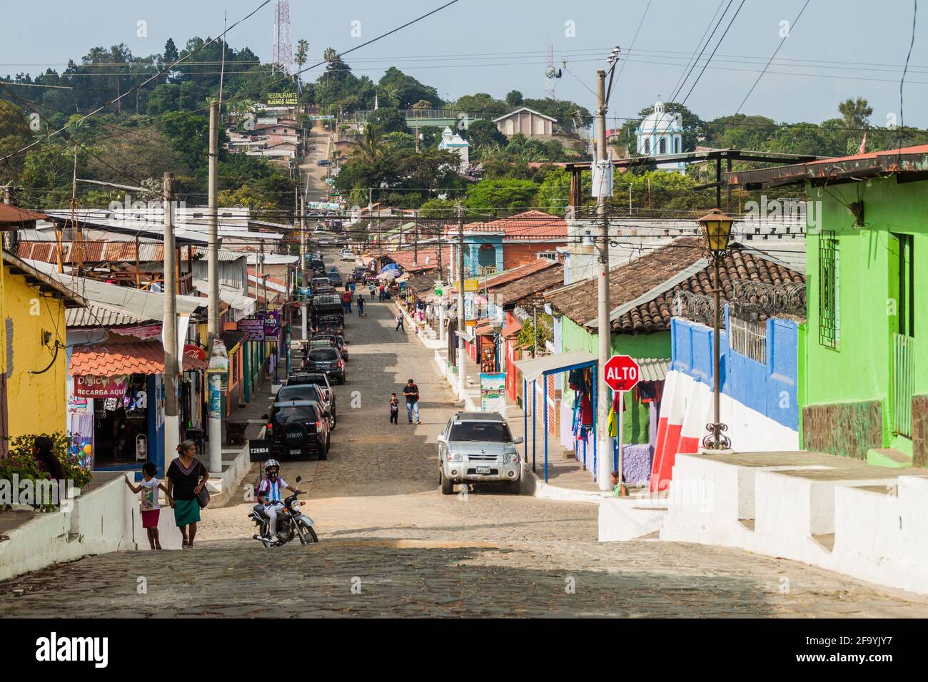 CONCEPCION DE ATACO, EL SALVADOR - APRIL 3, 2016: View of the streets ...