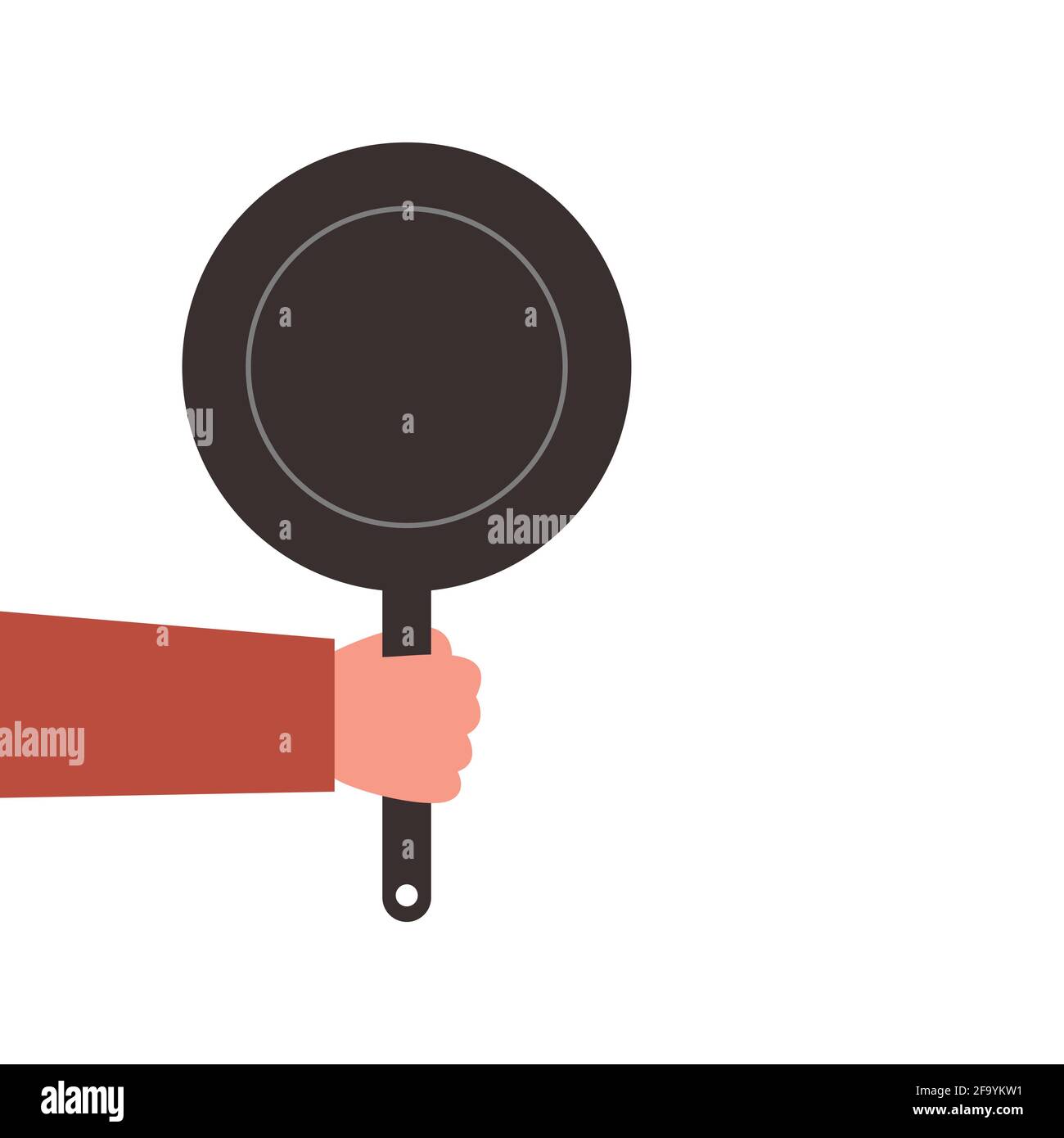 Hand with a frying pan, vector illustration on a white background Stock ...