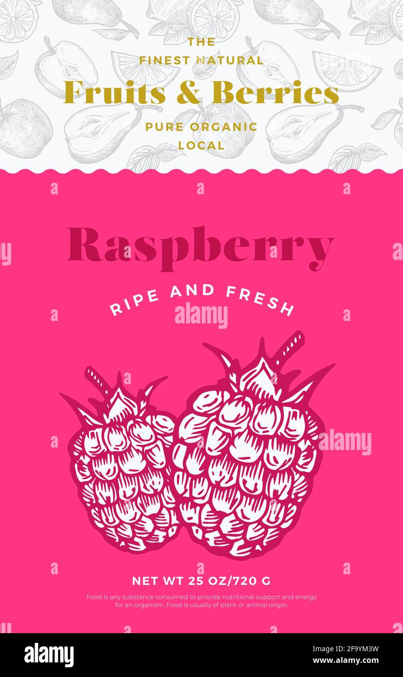 Fruits and Berries Pattern Label Template. Abstract Vector Packaging ...