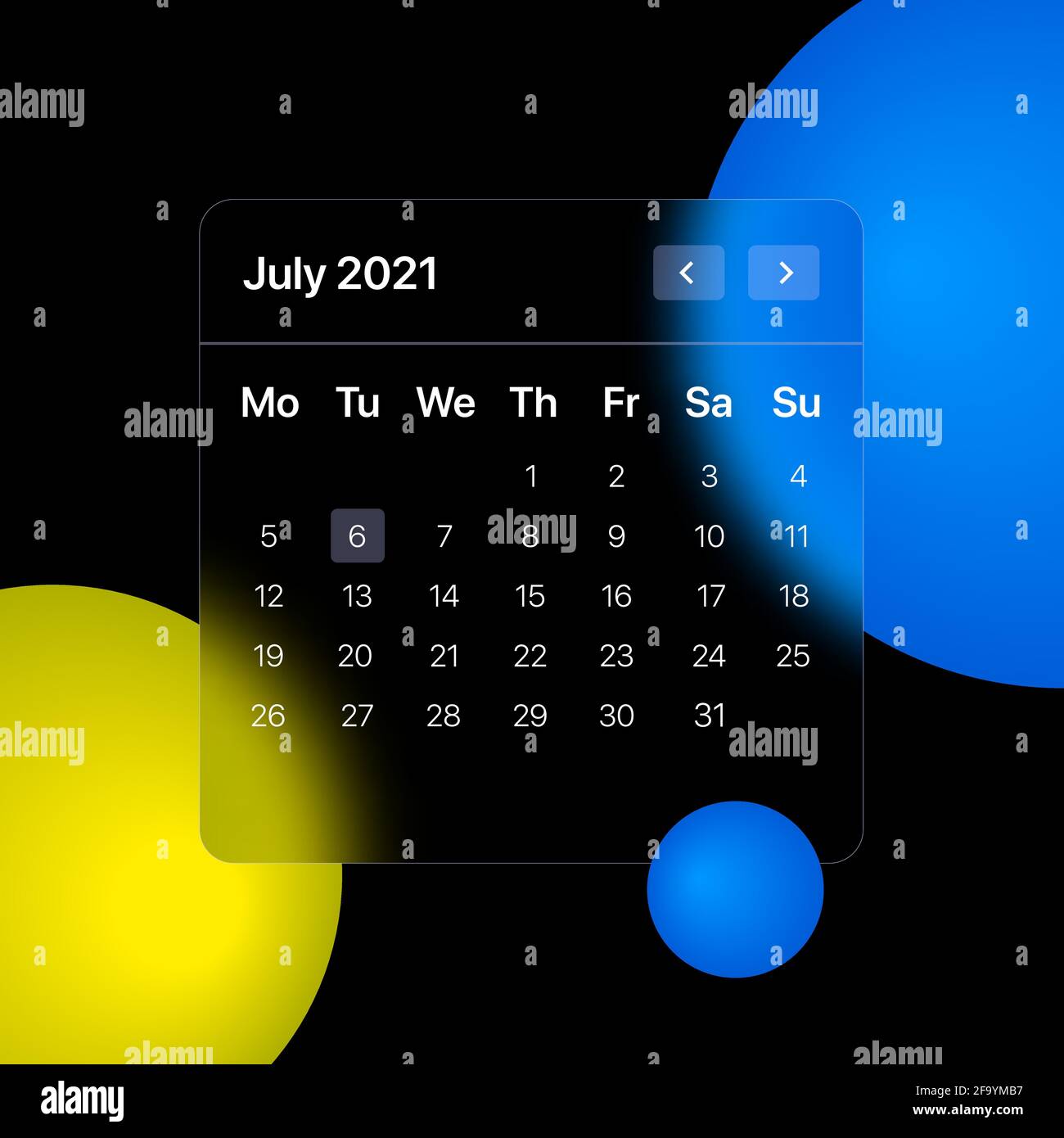 Glassmorhism Calendar Template. UI, UX, GUI layout for mobile and web ...