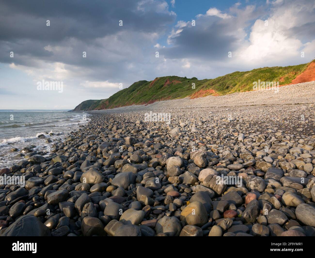 The beach and Babbacombe Cliff at Peppercombe on the North Devon coast ...
