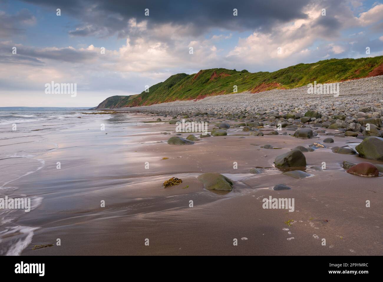 The beach and Babbacombe Cliff at Peppercombe on the North Devon coast ...