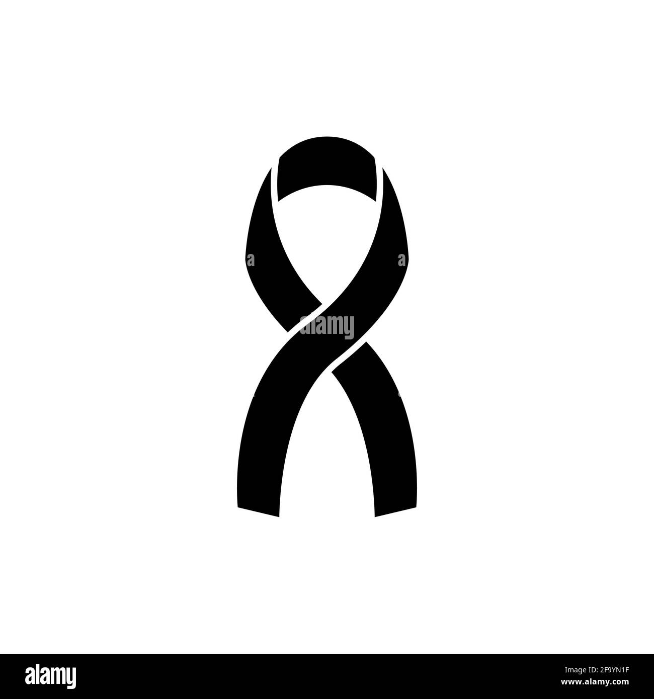 Mourning ribbon, Black awareness ribbon isolated on white background ...