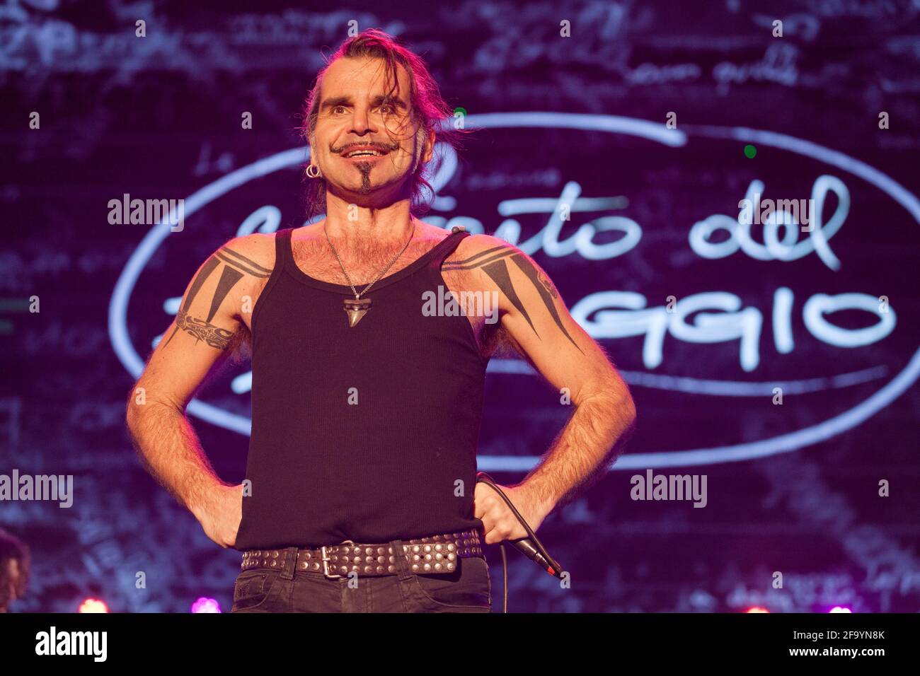 Italian Singer, Piero Pelù and his band performs at 1th may concert ...