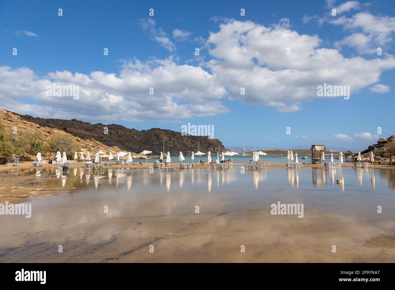 Monasteri Beach, Paralia, Paros Island, Greece - 27 September 2020: One ...