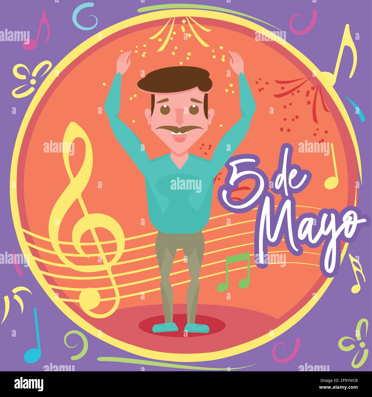 Cinco de mayo poster. Cartoon of a happy musician - Vector Stock Vector ...