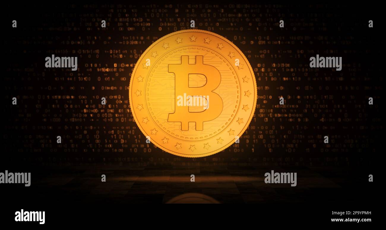 Bitcoin cryptocurrency symbol gold coin on green screen background ...