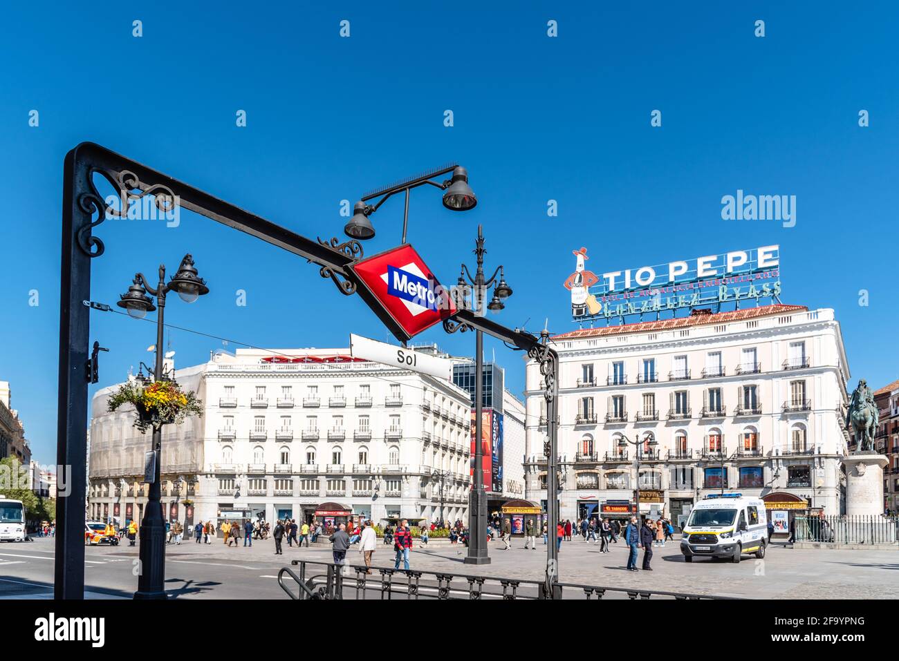 Madrid, Spain - April, 18 2021: Sol Metro Station in Puerta del Sol ...