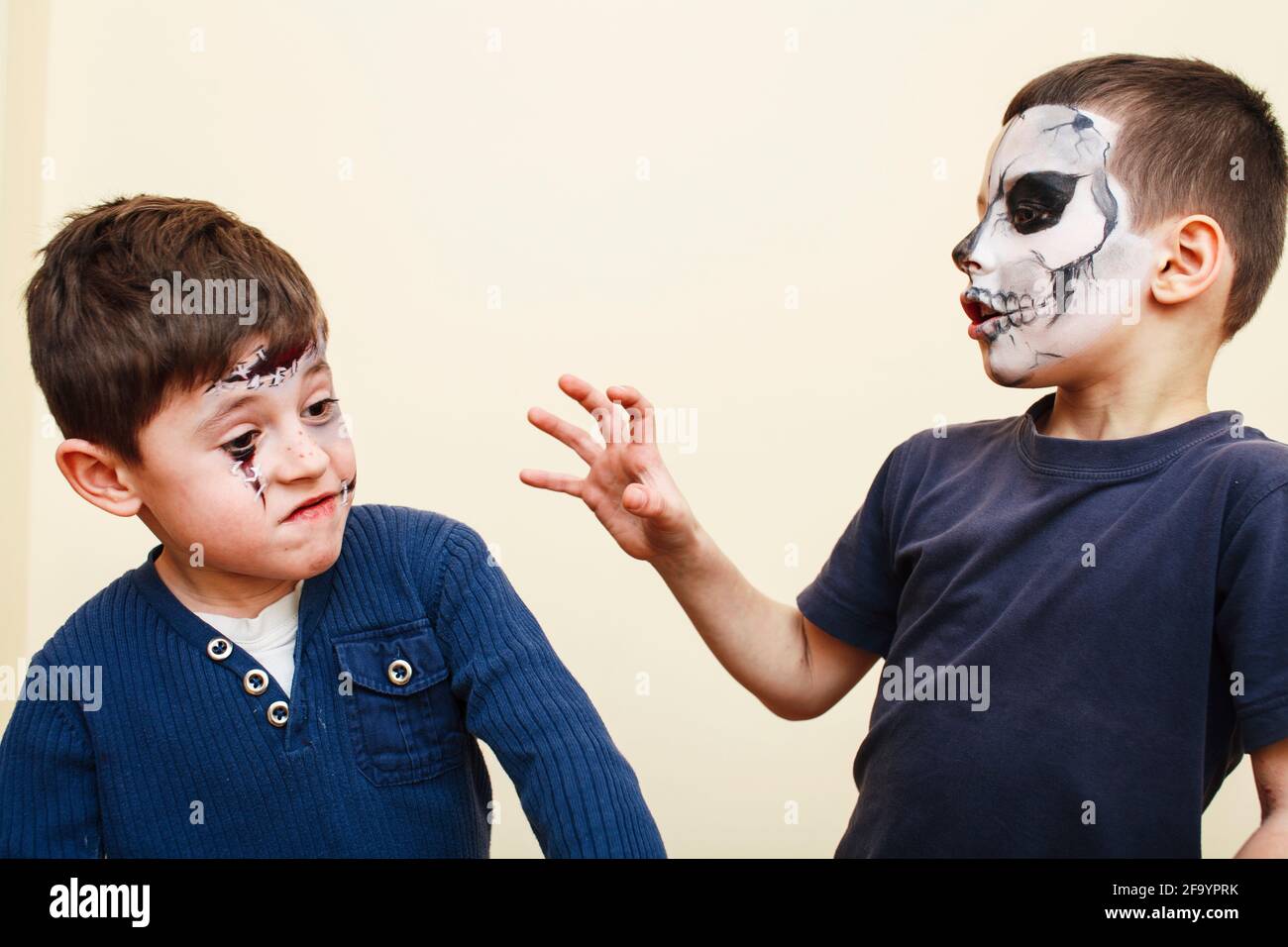 zombie apocalypse kids concept. Birthday party celebration facepaint on ...