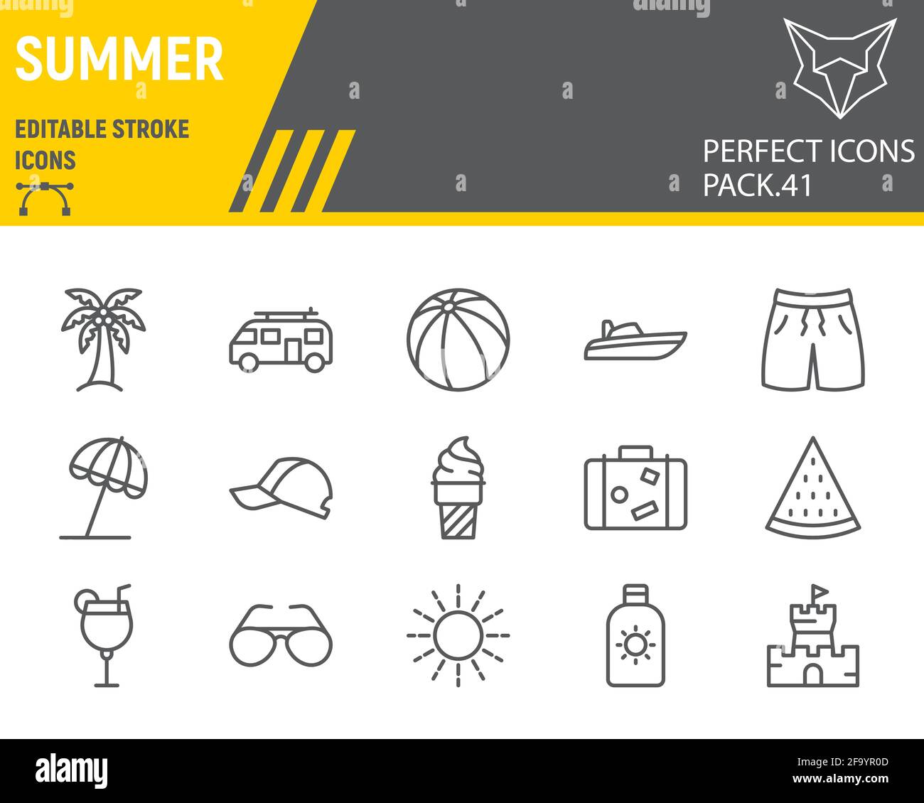 Summer line icon set Stock Vector Image & Art - Alamy