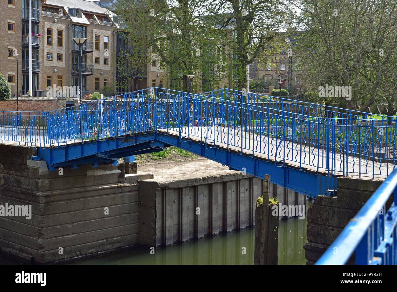 Blue Bridge, a pedestrian bridge in York at the confluence of the ...
