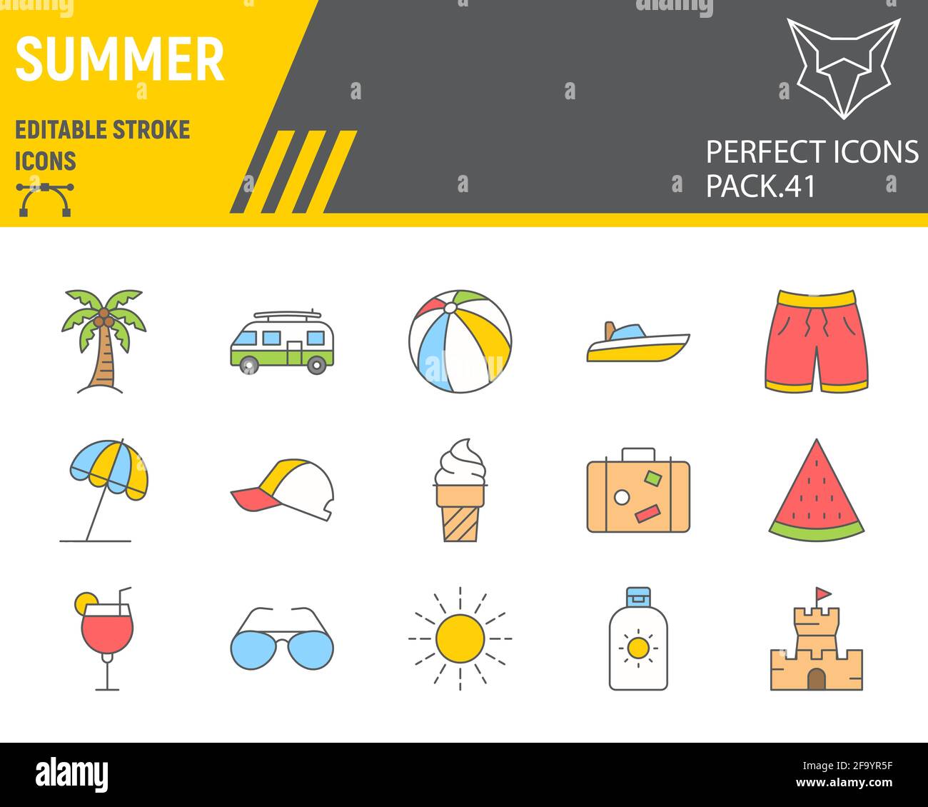 Beach umbrella color line Stock Vector Images - Alamy