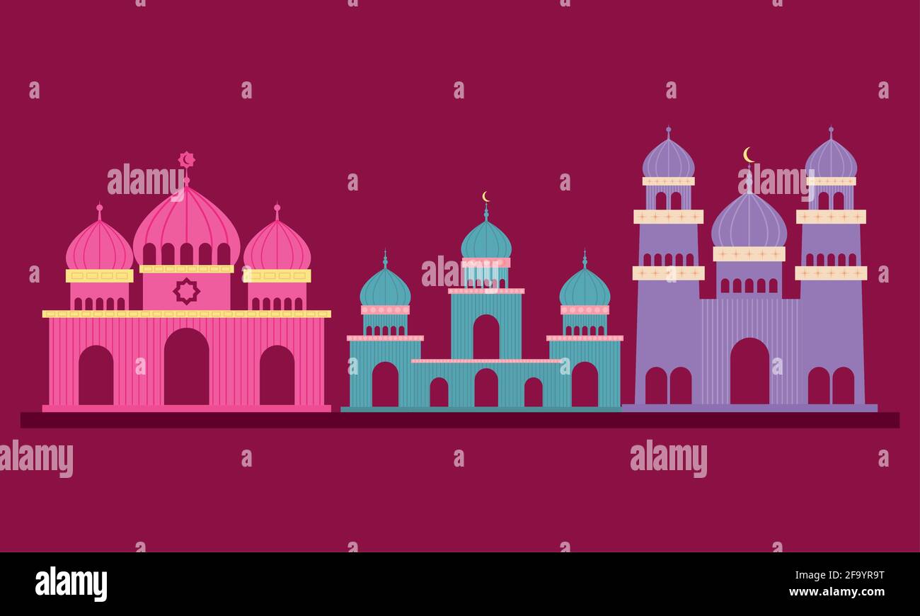 colorful islamic mosques on background Stock Vector Image & Art - Alamy