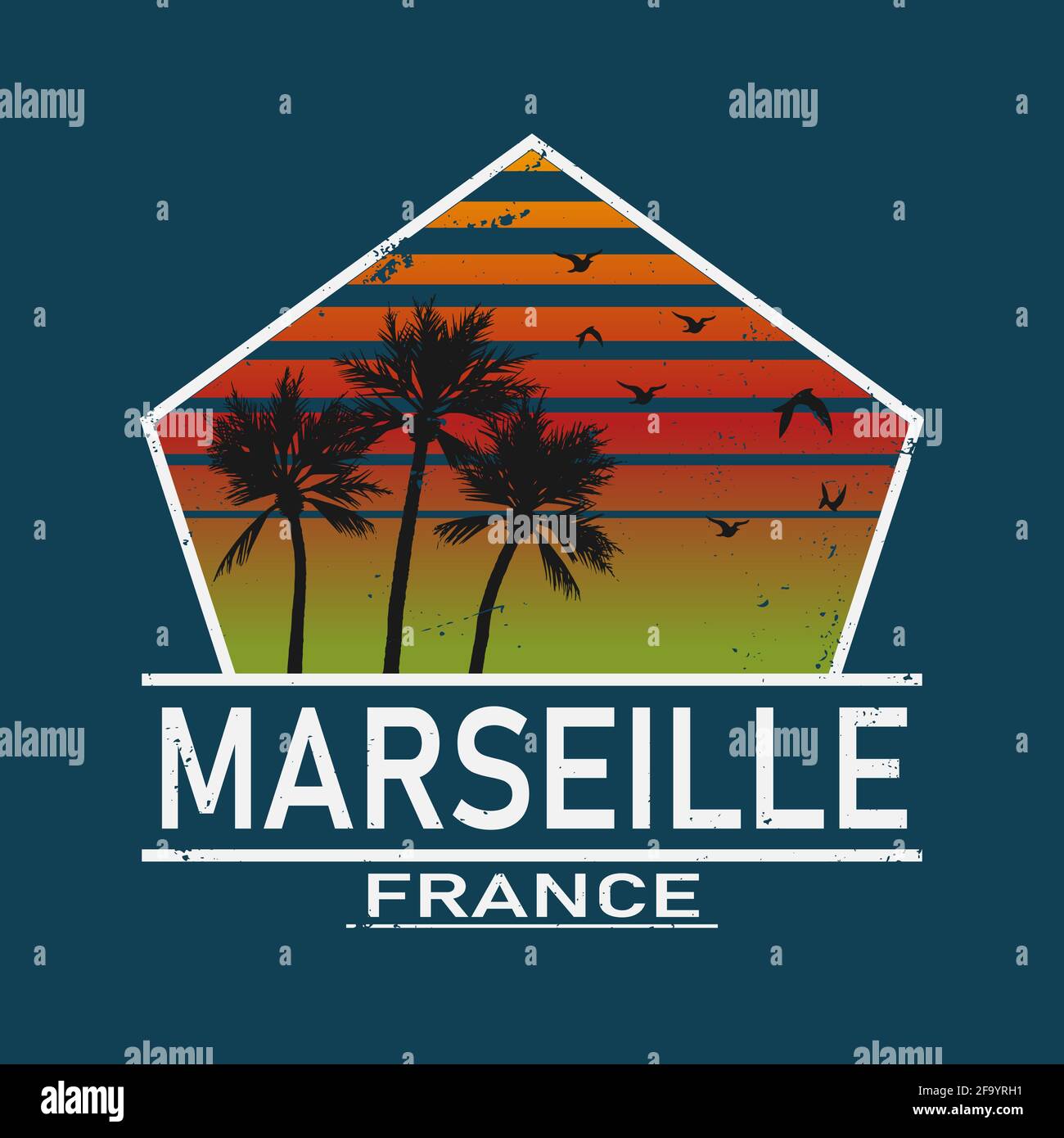 Marseille. City of France. Editable vector logo design Stock Vector ...