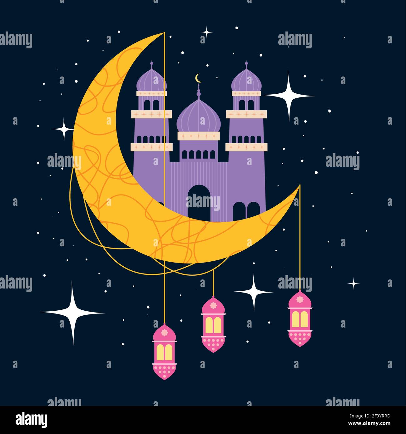 eid festival design with moon and mosque Stock Vector Image & Art - Alamy