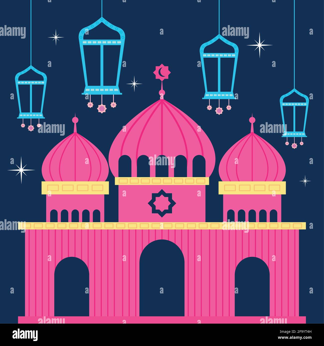 pink islamic mosque and lanterns Stock Vector Image & Art - Alamy